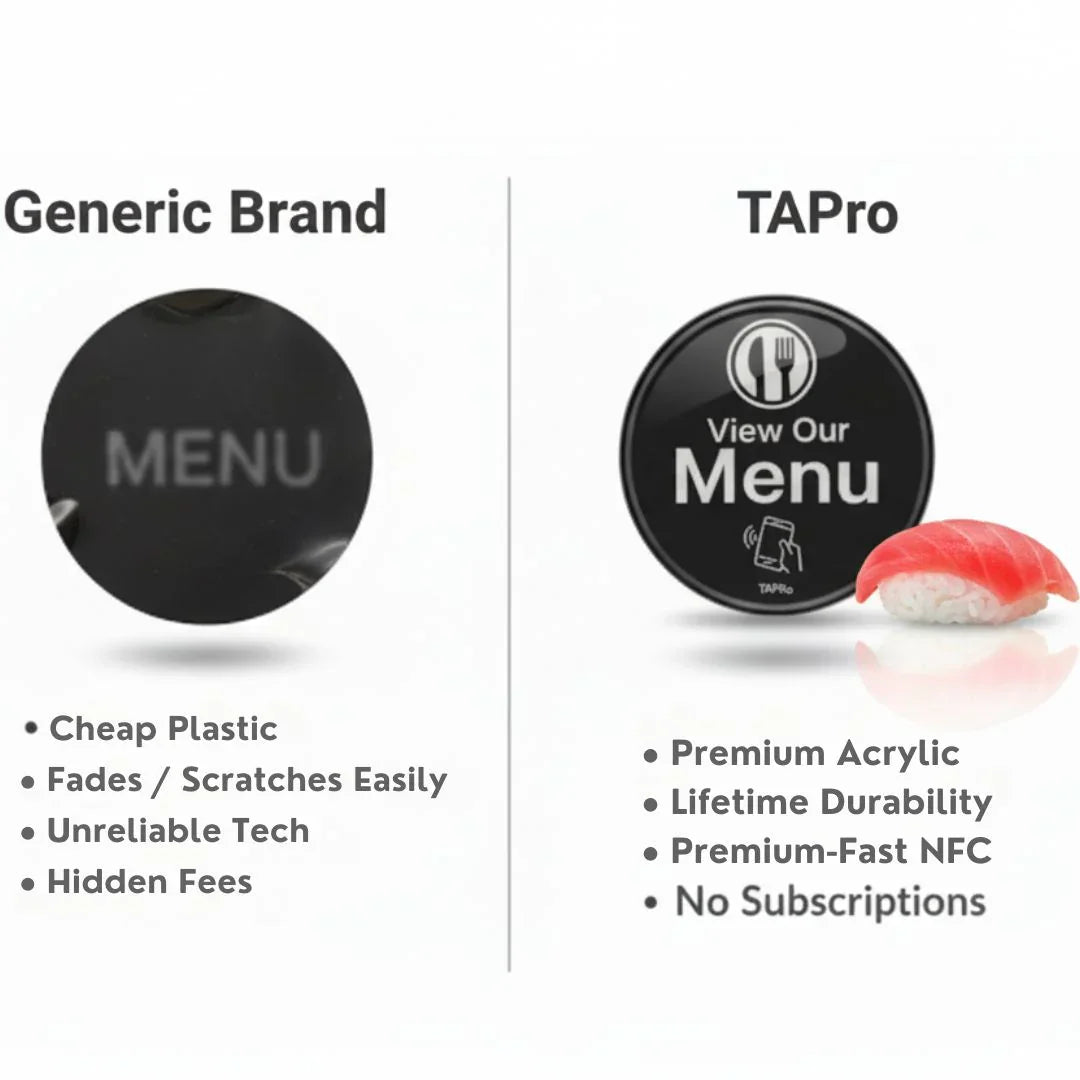 NFC Digital Restaurant Menu - Countertop One-Tap Table Sign | TAPRO
