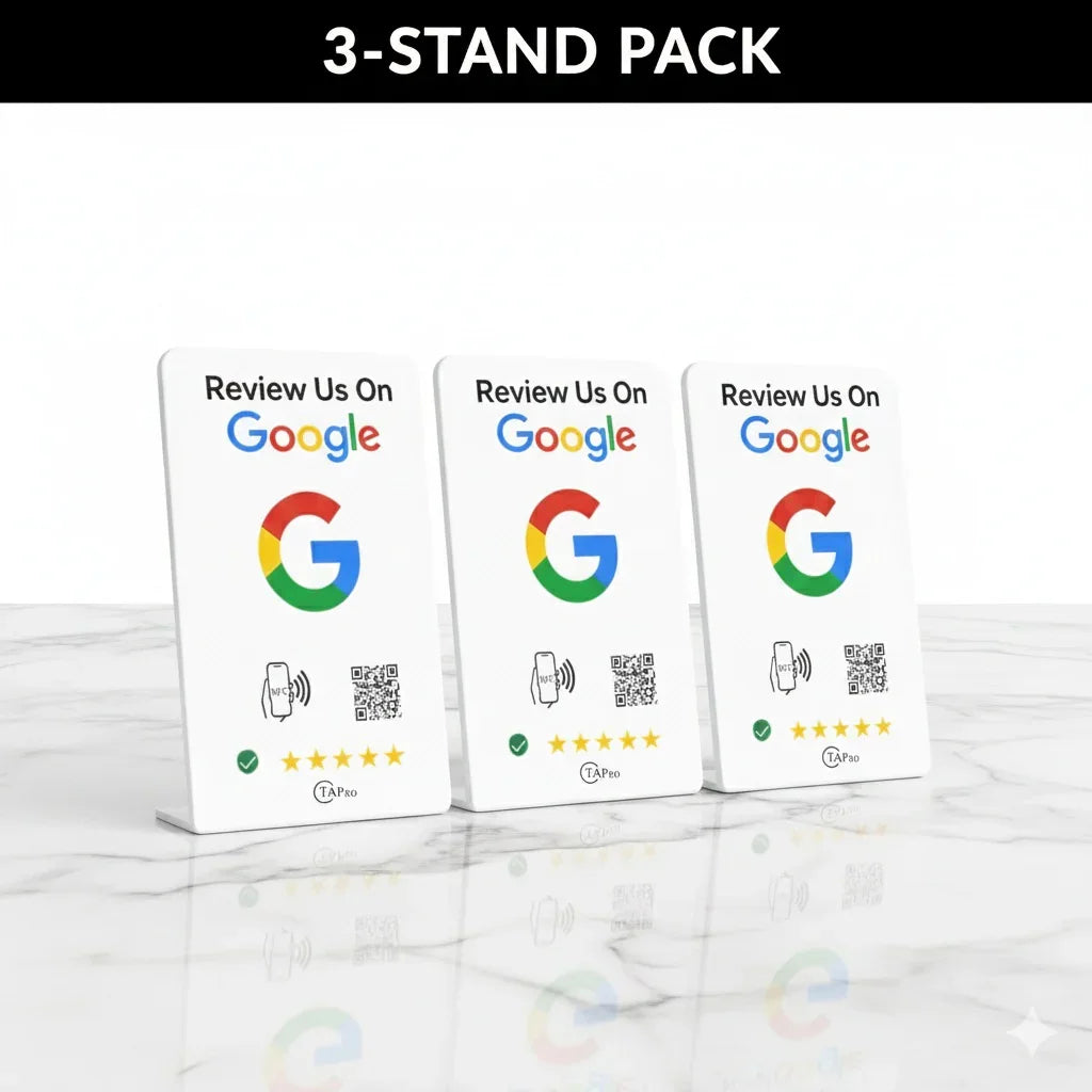 Google Review Stand Black NFC & QR Code Tap to Review Sign | TAPro | TAPRO
